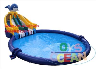 China Commerciële Grote Opblaasbare Dolfijndia met Ronde Opblaasbare Waterpool Te koop