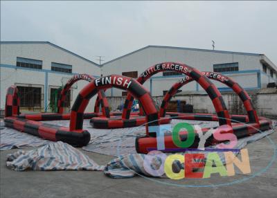 Cina Giochi gonfiabile dei go-kart neri rossi pista del portatile del PVC di 15M x di 15 0.55MM in vendita