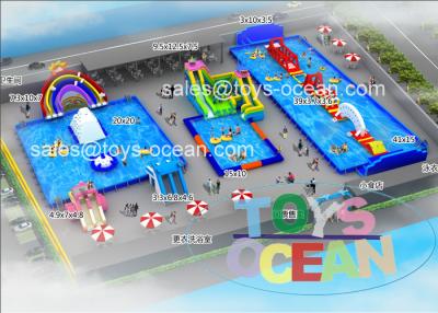 China Summer Play Fun Giant Inground Inflatable Water Park For Outdoor Amusement Te koop