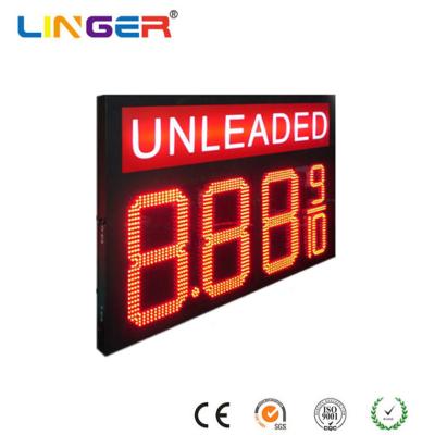 China Unleaded LED Gas Price Sign Red Color Gas Price Display Signs Outdoor With Background Light for sale