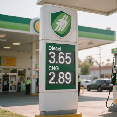 China Dual Sided Electronic Gas Price Sign Customized LED Gas Display Synchronized Pricing for sale