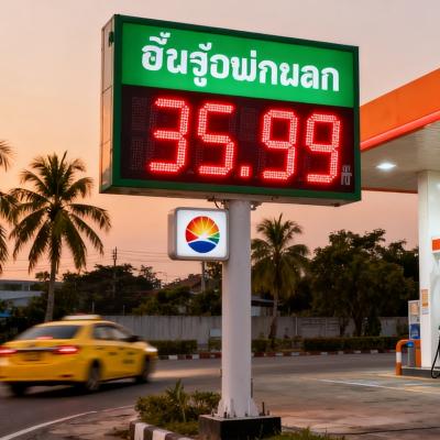 China Red Gas Station LED Price Display Single Line LED Fuel Price Signs For Thailand Gas Station for sale