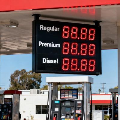 China Outdoor Gas Price LED Sign 300mm Height Red Digits LED Sign For Gas Station for sale