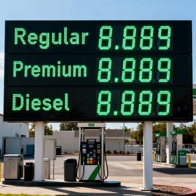 China Green Digits Gas Price LED Display Waterproof LED Gas Display 12 Inch for sale