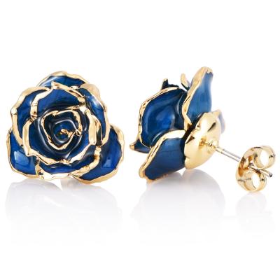 China Gold Dipped Rose Earrings Roses Blue Rose Eternal Decoration for sale