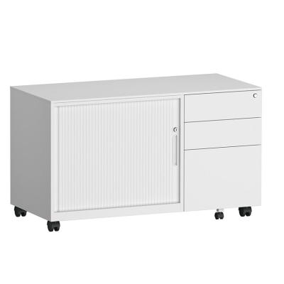 China 12mm Edge Left Sliding Door Right 3 Drawer Mobile Pedestal Cabinet Assembled for sale