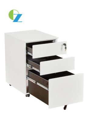 China Cold Rolling Steel White File Cabinet On Wheels Three Drawer With Siding for sale