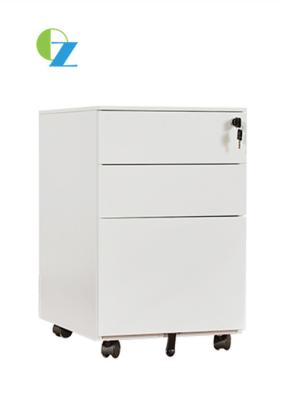China Cold Rolling Steel White File Cabinet On Wheels Three Drawer With Siding for sale