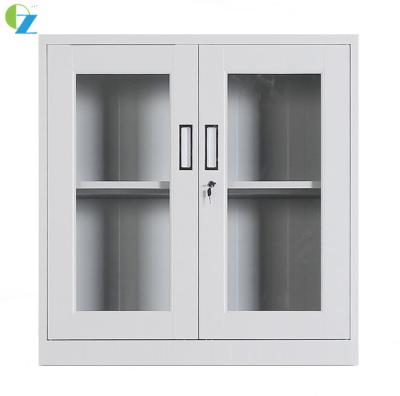 中国 急に1mmの厚さの鋼鉄オフィスの食器棚2のガラス ドアの金属のファイリング キャビネット 販売のため