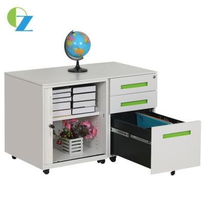 China Office Metal Mobile Tambour Caddy File Storage Cabinet With White Color for sale