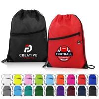 China Custom Drawstring Backpack with Front Zipper Pocket 20L Capacity Lightweight Nylon for sale