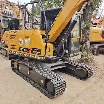 Cina Escavatore Sany SY75C usato con elevata efficienza di lavoro e valvola idraulica originale in vendita