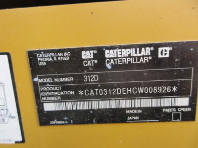 China OORIGINEEL Hydraulische cilinder Cat312d Gebruikte graafmachines Cat312D Tweedehands graafmachines Te koop