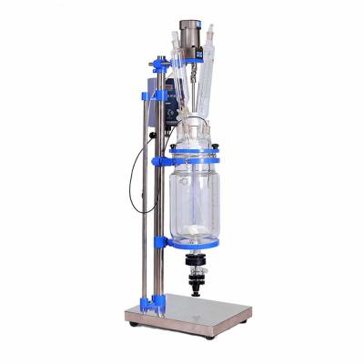 China 5L Glass Reactor Jacketed Double Layer Glass Reactor For Lab for sale