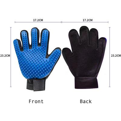 China Stocked Pet Grooming Glove - Soft Deshedding Brush Glove - Effective Pet Hair Remover Glove - Five Finger Raised De for sale