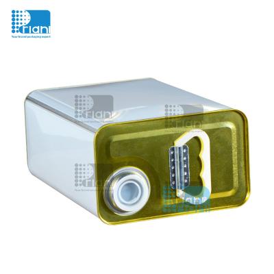 China Empty 4L Paint Tin Cans Square Oil Tin Containers With Plastic Lid / PVC Handle for sale