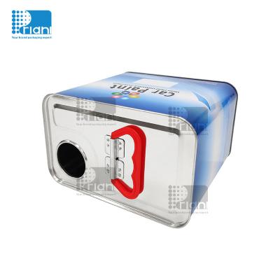 China Empty Square Tin Cans 2.5L Rust Resistant Square Metal Box With PVC Handle for sale