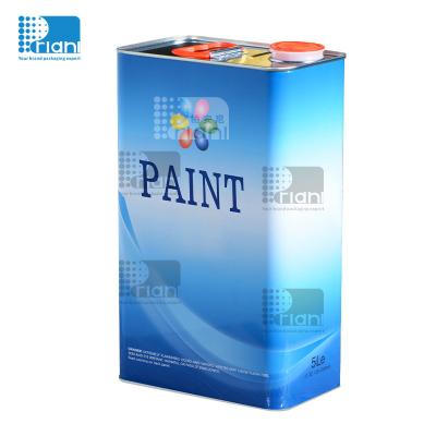 China Recyclable Rectangular Tin Cans 500ml-5 Litre Empty Paint Tins With Plastic Pull Up Lids for sale