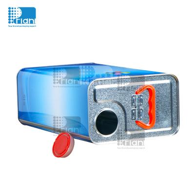 China Recyclable Rectangular Tin Cans 500ml-5 Litre Empty Paint Tins With Plastic Pull Up Lids for sale