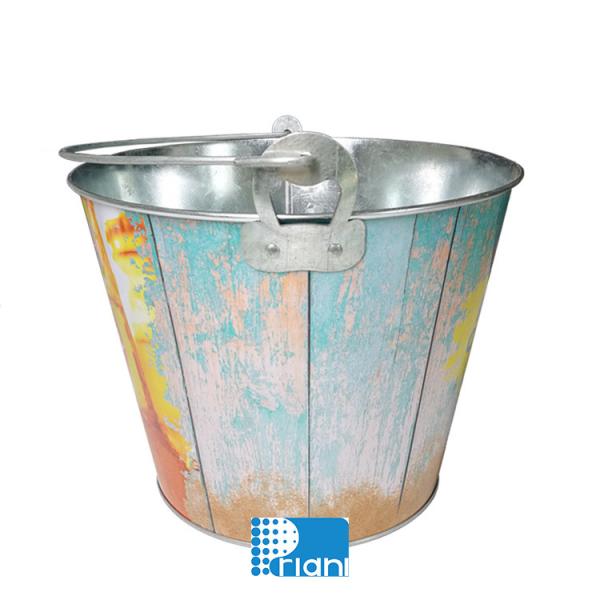 Quality 750ml 500ml Popcorn Metal Tin Ice Wine Bucket Galvanized Bucket With Lid for sale