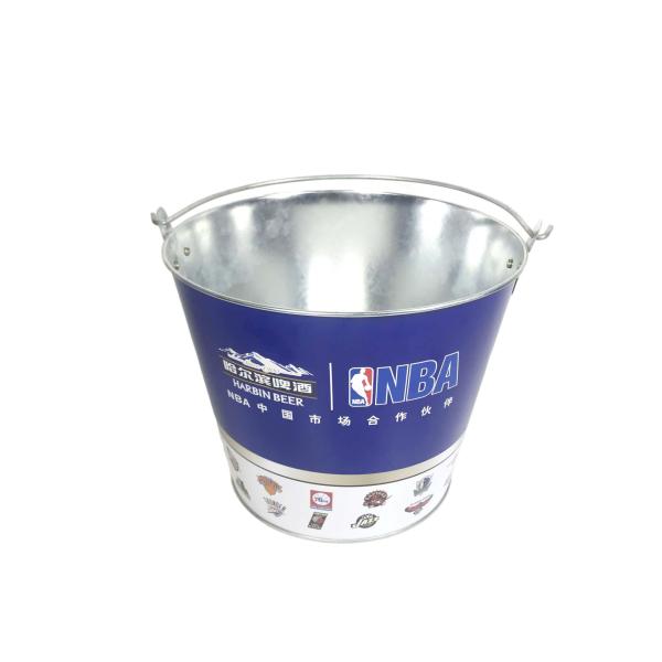 Quality 0.25mm Metal Tin Cans Wine Bucket 5L Oval Metal Bucket With Handle for sale