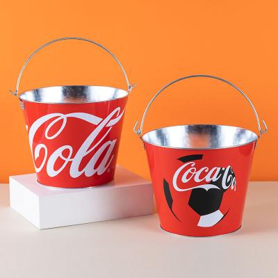 China Bar 3L Metal Tin Cans Wine Bucket Bronze Drum Container Tin Custom Logo for sale