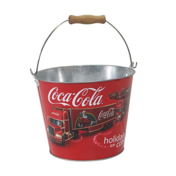 Quality Christmas Decorative Small Round Metal Tins Galvanized Tin Bucket With Full for sale