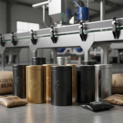 China Embossed Logo Coffee Tin Cans Made by High Speed Auto Equipment Providing Packaging Options for Coffee Beans and Ground Coffee for sale