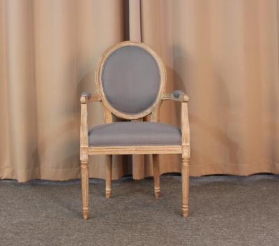 China Round back dining chair event wooden frame dining chair with linen fabric antique wooden carved chair for sale