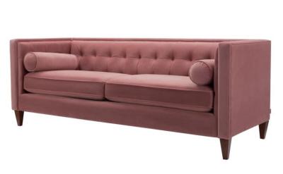 China Home style furniture design chesterfield tufted sofa fabric sofa with velvet 3 seaters wooden long back sofa for sale