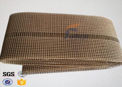 China Spiral Joint PTFE Coated Fiberglass Fabric Mesh Conveyor Belt High Intensity for sale
