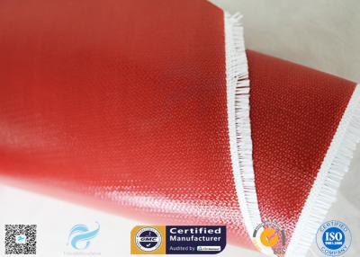 China 510G Red Color Satin Weave Silicone Coated Fiberglass Fabric 260℃ 0.45mm for sale