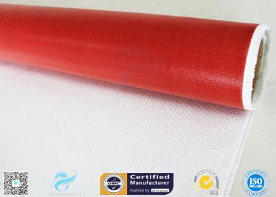 China 510G Red Color Satin Weave Silicone Coated Fiberglass Fabric 260℃ 0.45mm for sale