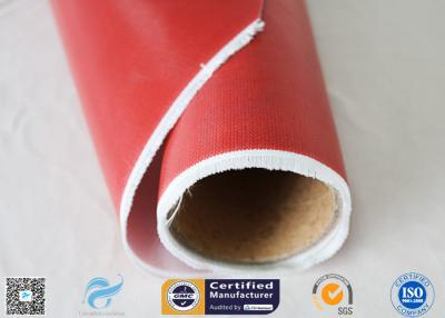 China 510G Red Color Satin Weave Silicone Coated Fiberglass Fabric 260℃ 0.45mm for sale
