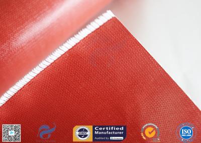 China 510G Red Color Satin Weave Silicone Coated Fiberglass Fabric 260℃ 0.45mm for sale