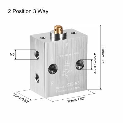 Cina Valvola meccanica elettromagnetica della valvola di serie 2-Position di S3B della maniglia di controllo manuale meccanico a tre corsie del commutatore in vendita