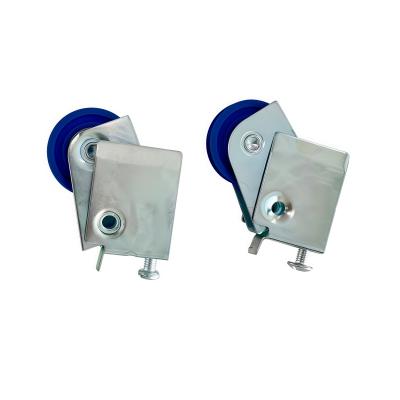 China Jordan Palestine Levant Heavy Duty 60KG Zinc Plated Steel Sliding Window Roller Single Blue Nylon Wheel Low Noise for sale