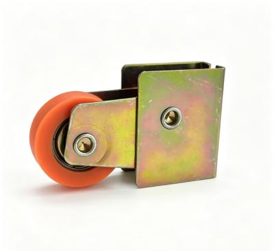 China Color Zinc Plated Single Wheel Sliding Door Roller with Aluminium Rail for Hotel Window Roller Systems for sale