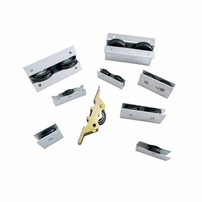 China Heavy Duty Galvanized Steel Flanged Bracket Double Nylon Wheel Sliding Gate Roller with Mounting Holes for Patio Fence Door for sale