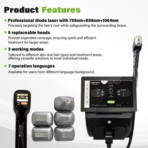 Quality Professional Quick Hair-removing 755&1064&808nm Ice Diode-lasersings Hair for sale