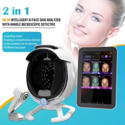China 2 in 1 A6 3D Intelligent AI Face Skin Analyzer  with Microscopic Detector for sale
