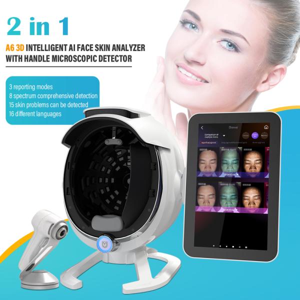 Quality 2 in 1 A6 3D Intelligent AI Face Skin Analyzer with Microscopic Detector for sale