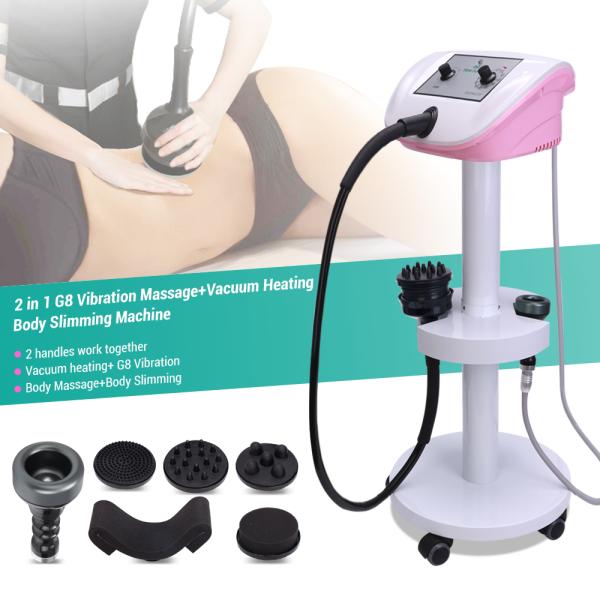 Quality 2024 2 in 1 pink G8 Vibration Body Massage Vacuum Heating Slimming Machine with Stand for sale
