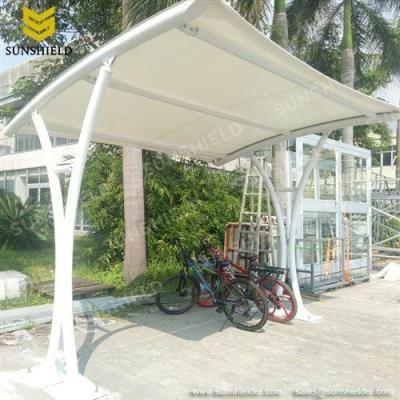 China Single Slope Steel Fabric Carport with Arched Roof/fabric parking shade structure/membrane carport/Tensile Parking Shade for sale