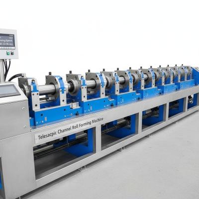 China Forming Speed 0-12 Mmin Telescopic Channel Roll Forming Machine Featuring Φ36mm Forming Roller Shaft and Durable CR12MOV Roller Material for sale