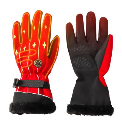 China 3.7V Rechargeable Battery Heated Ski Mittens Heated Ski Gloves Womens Lycra Fabric for Winter Outdoor Sports for sale