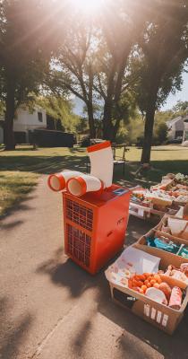 Китай Портативный точечный охладитель с 4 универсальными колесами и дополнительным таймером в ярко-оранжевом цвете продается