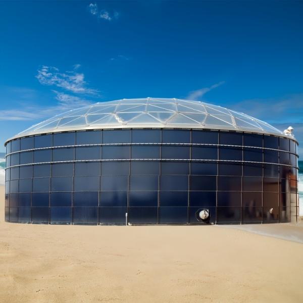 Quality Palm Oil Storage Cylindrical GFS Panel Bolted Steel Tanks with Aluminum Geodesic Dome for sale