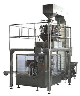 China Multihead weigher Macadamia/Date palm Gusseted fungus packing machine with granule automatic feeder for sale