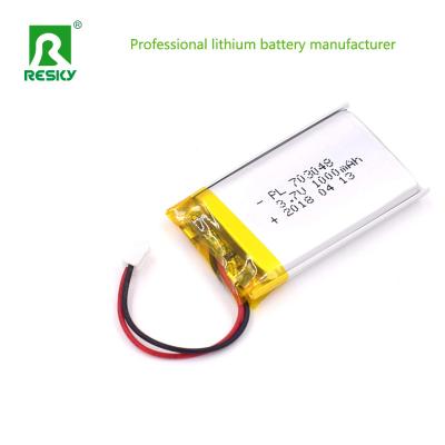 China Cellule solaire de batterie au lithium polymère 703048 1000mAh 3.7V Pour les appareils électroniques grand public for sale
